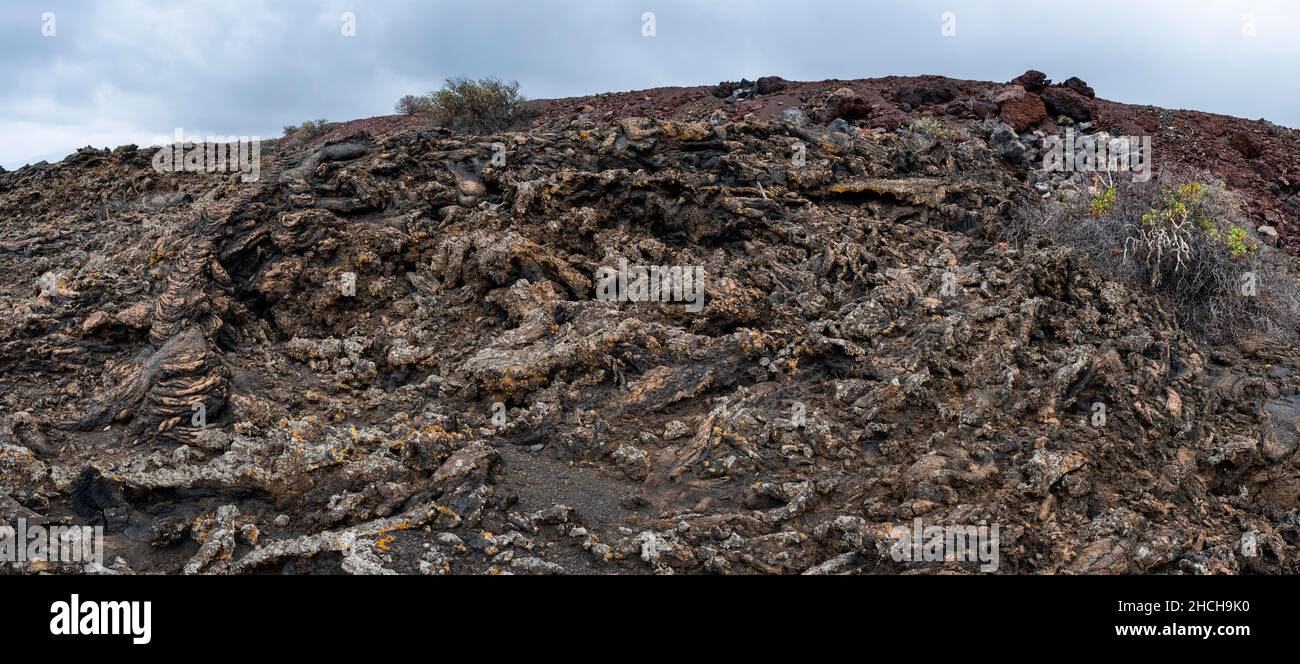 Typical volcanic landscape near La Restinga, Pahoehoe lava, El Hierro ...