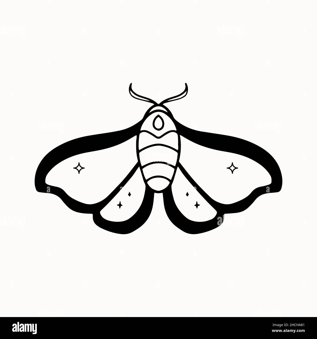 Line art of mystical esoteric symmetrical moth with stars Stock Vector ...