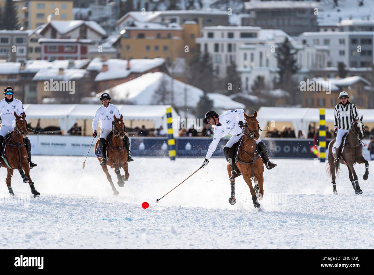 Valentin Novillo Astrada of Team Maserati tries to hit the ball with ...