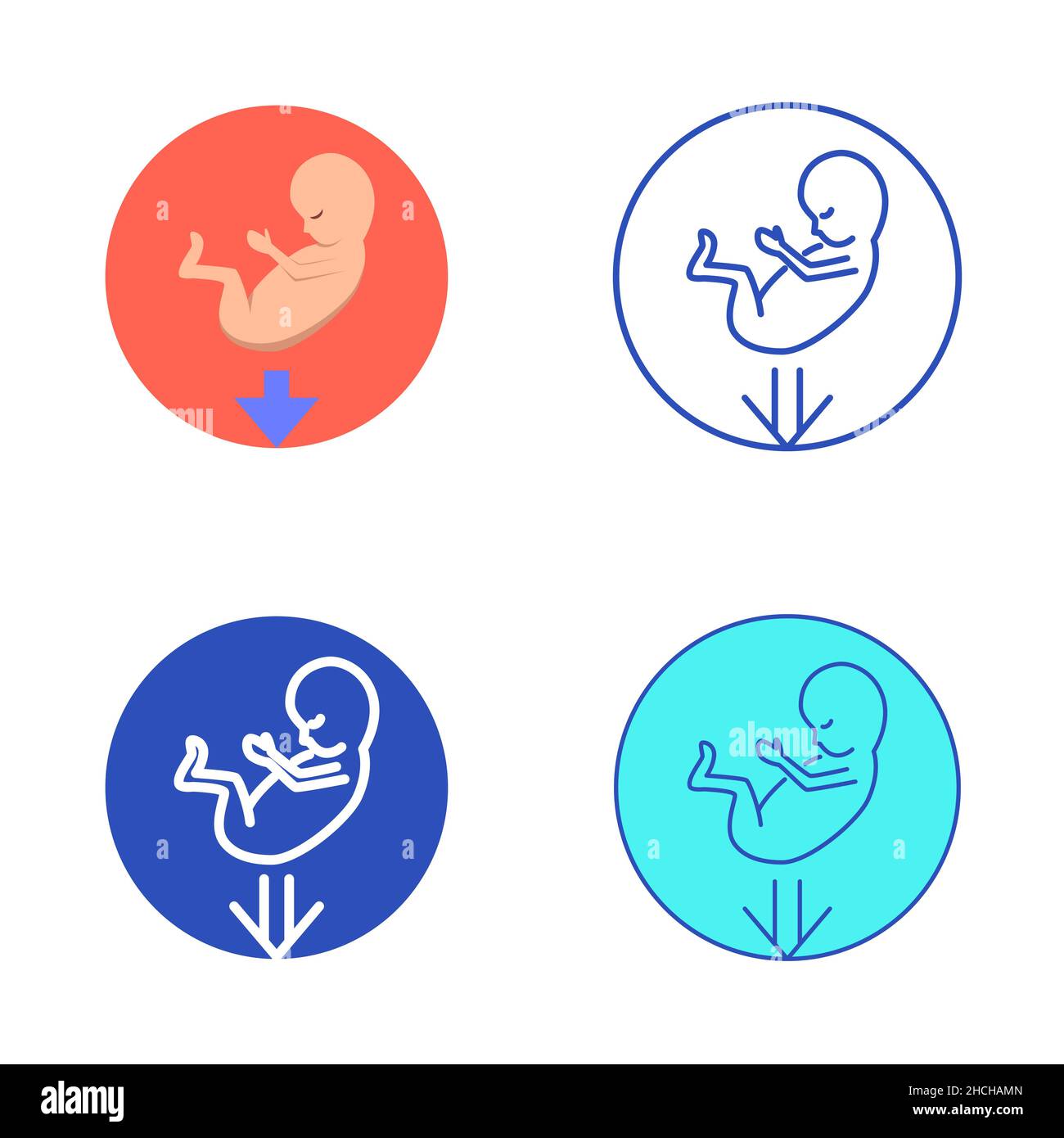 Miscarriage icon set in flat and line style. Pregnancy loss symbol ...