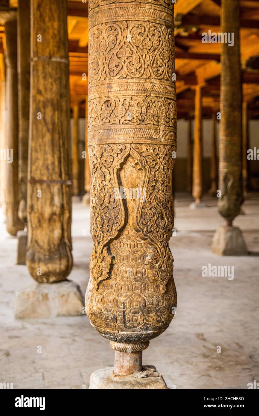 Wooden columns of the Juma Mosque, Khiva, Uzbekistan, Khiva, Uzbekistan ...