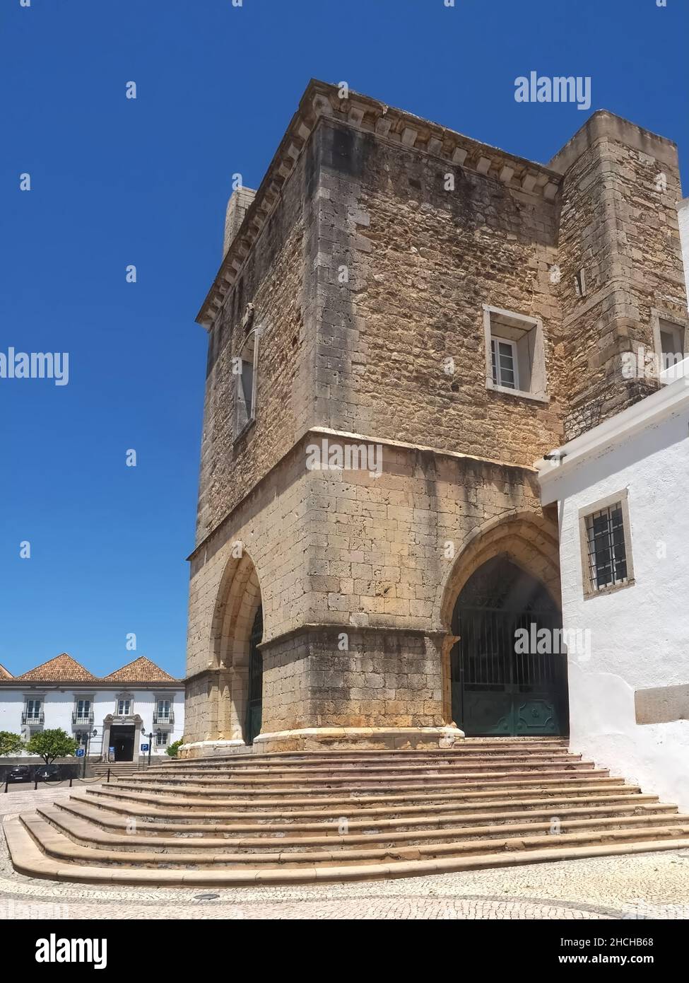 Beautiful cathedral of Faro, interesting architecture at the Algarve ...