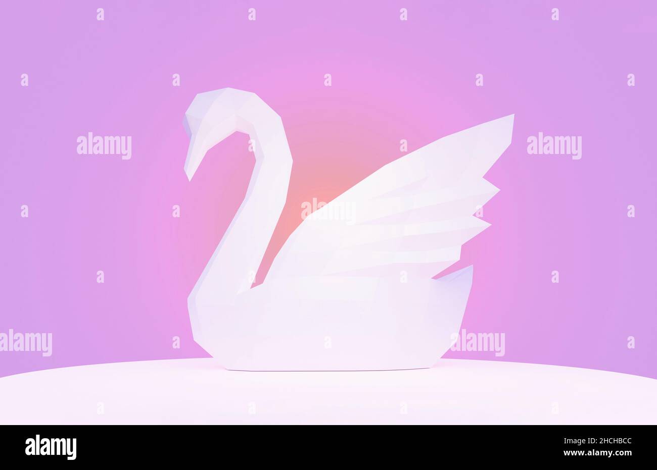 Paper sculpture of a polygonal Swan, folded paper animal, papercraft ...