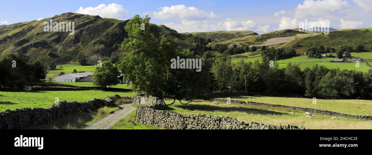 View over High Rigg fell, St Johns in the Vale village, near Keswick ...