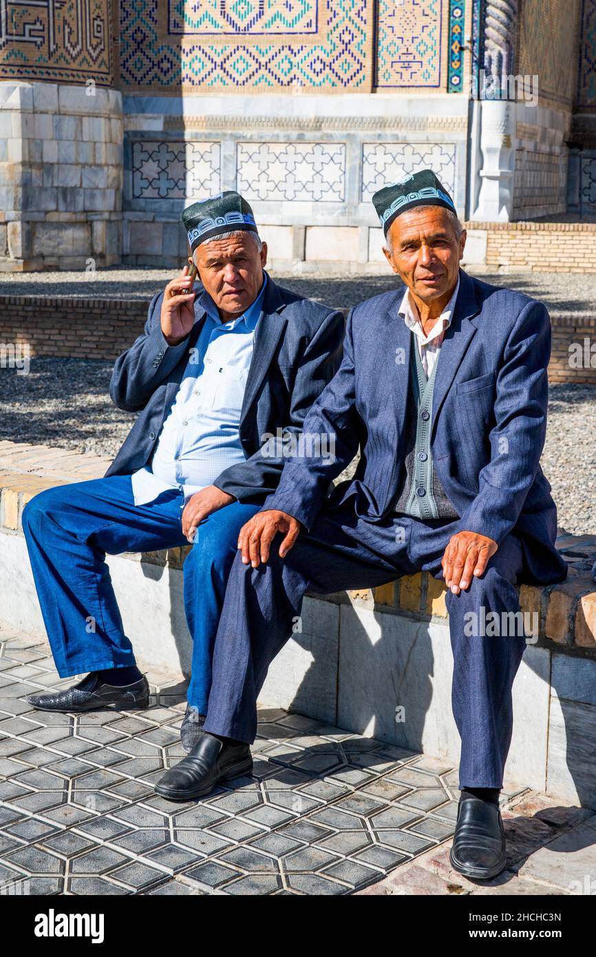 Men with Mobile, Uzbekistan, Uzbekistan Stock Photo - Alamy