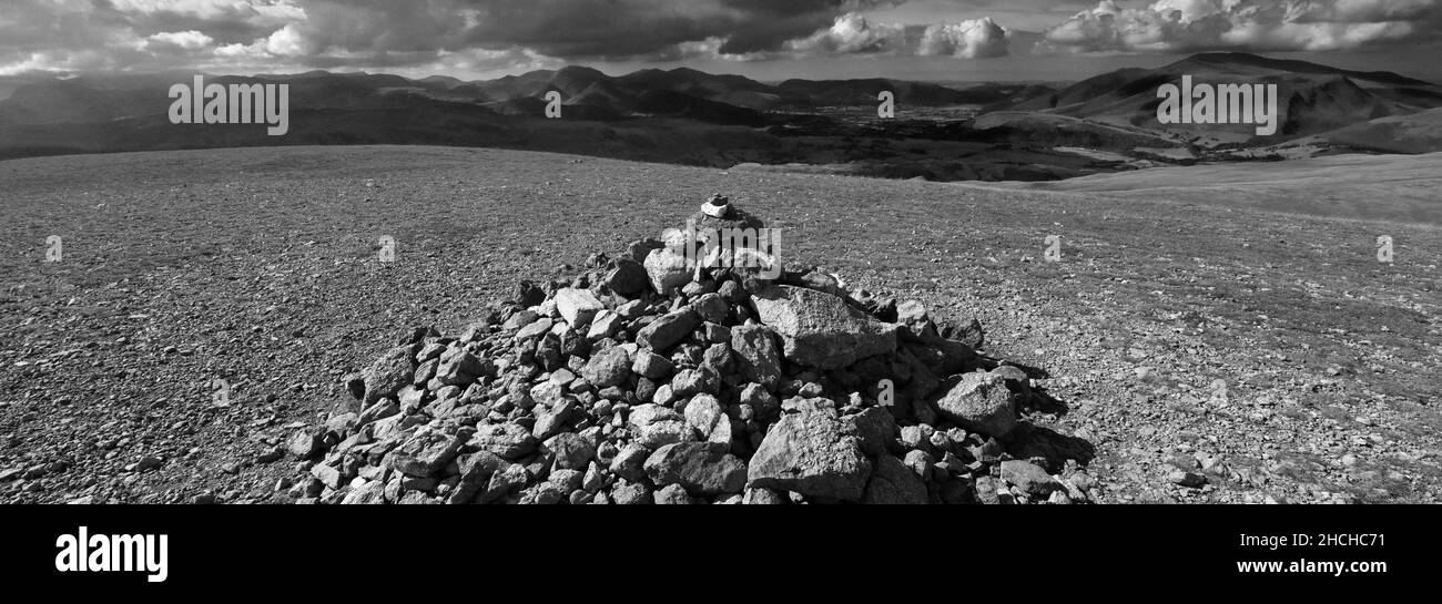 The summit cairn of Great Dodd fell above St Johns in the Vale village ...