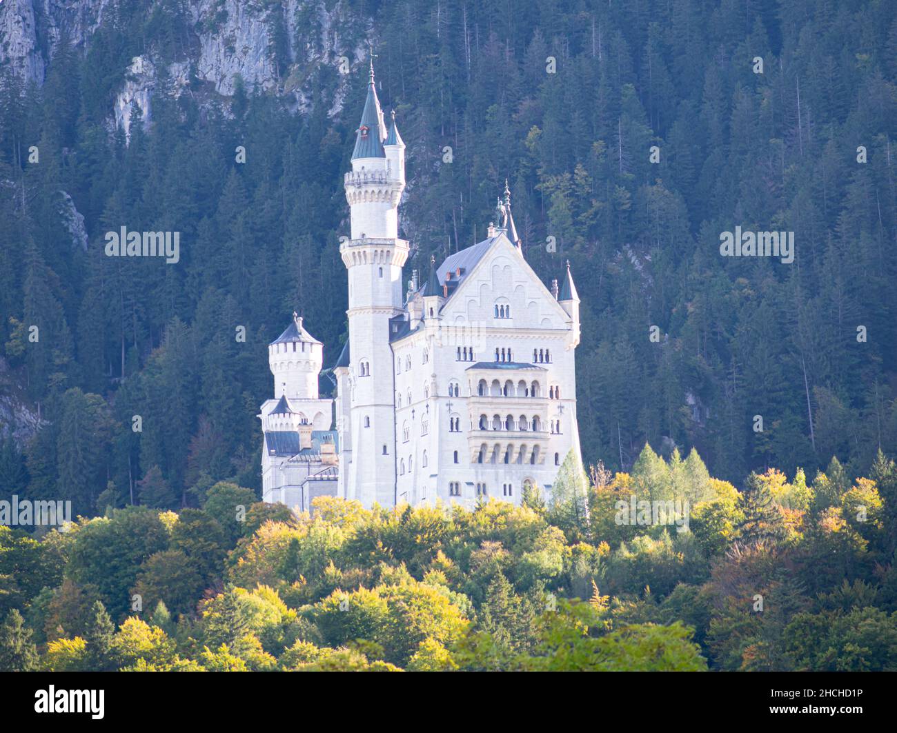 View of Iconic Neuschwanstein Castle during Autumn With Changing Leaves ...