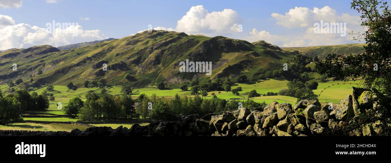 View over High Rigg fell, St Johns in the Vale village, near Keswick ...