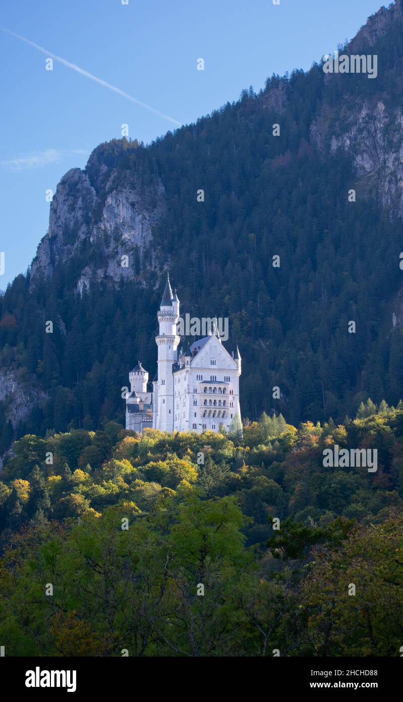 View of Iconic Neuschwanstein Castle during Autumn With Changing Leaves ...