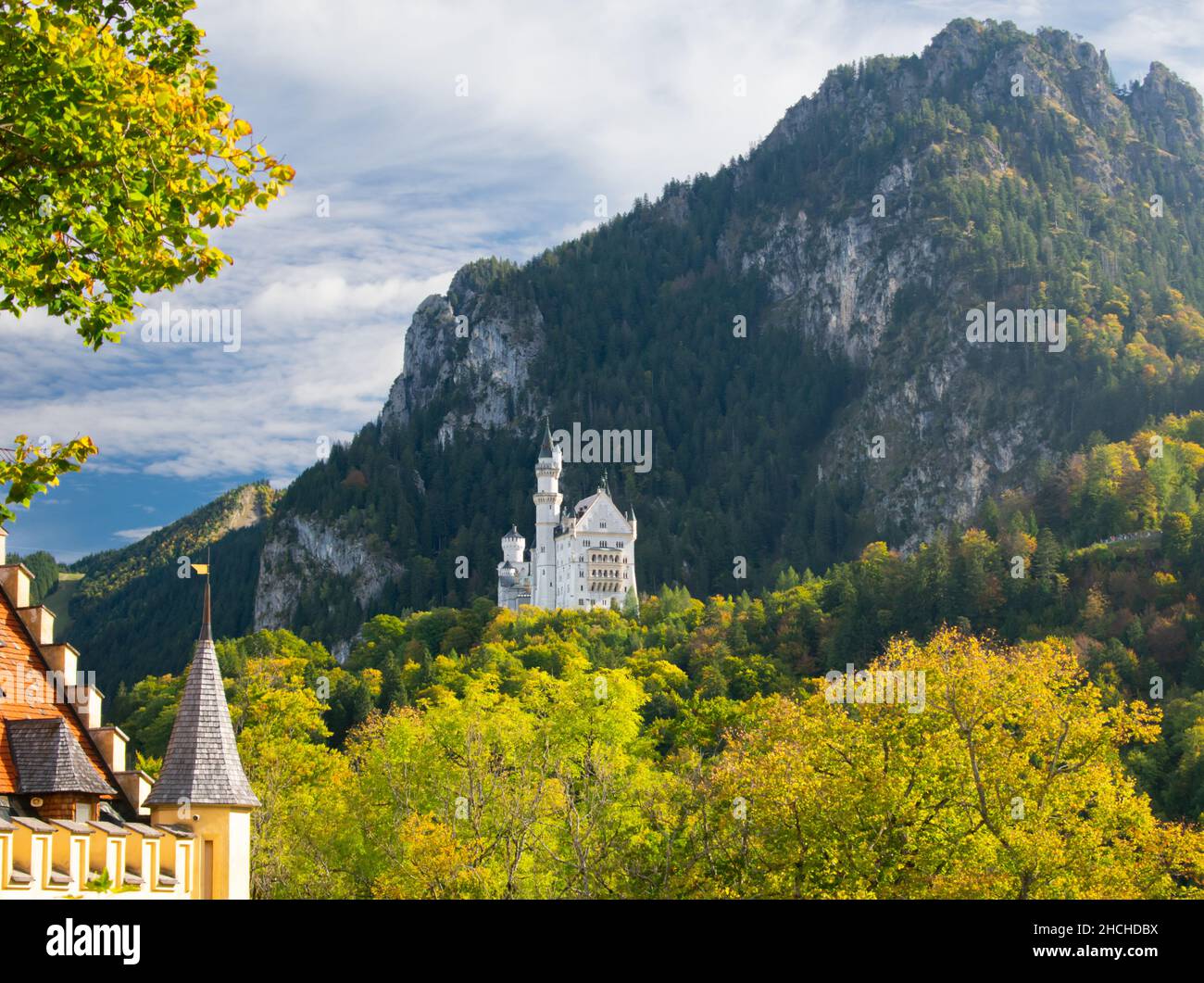 View of Iconic Neuschwanstein Castle during Autumn With Changing Leaves ...
