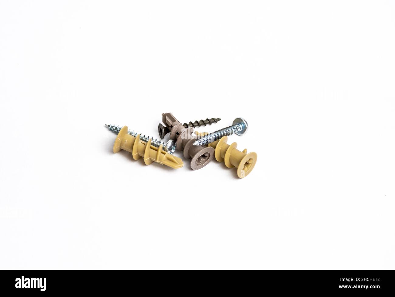 set of metal screws isolated on white background Stock Photo - Alamy