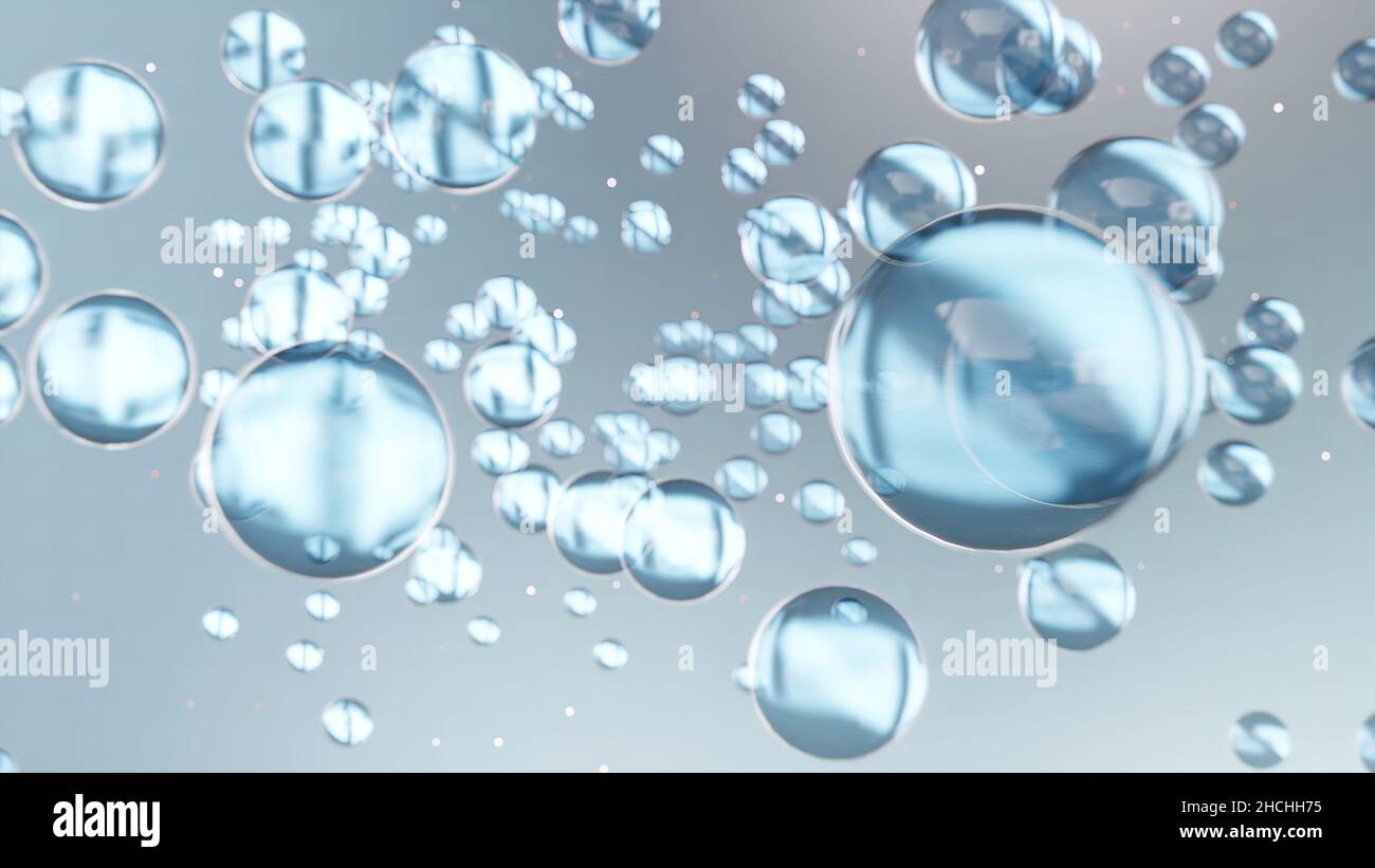 Macro Liquid Bubbles, various air bubbles in water. Liquid Cream gel ...