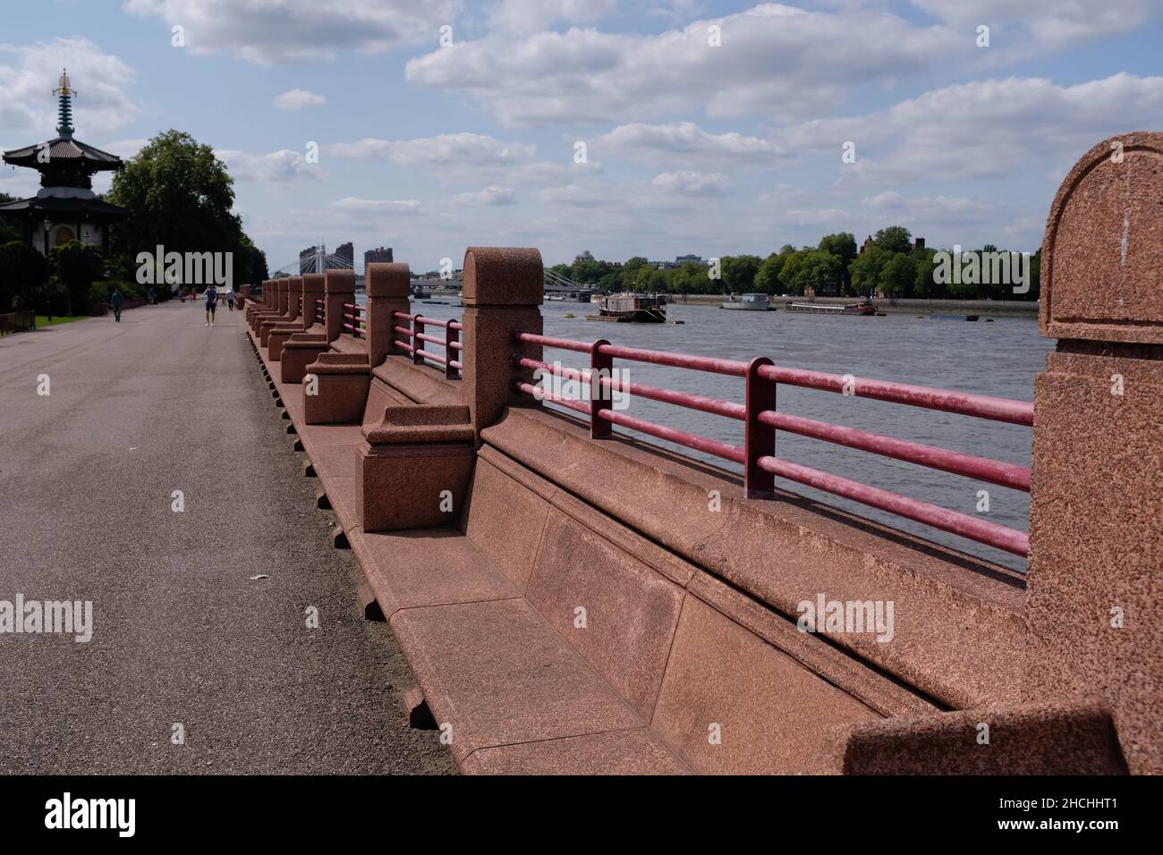 Battersea park embankment London UK showing ornate stone seating Stock ...