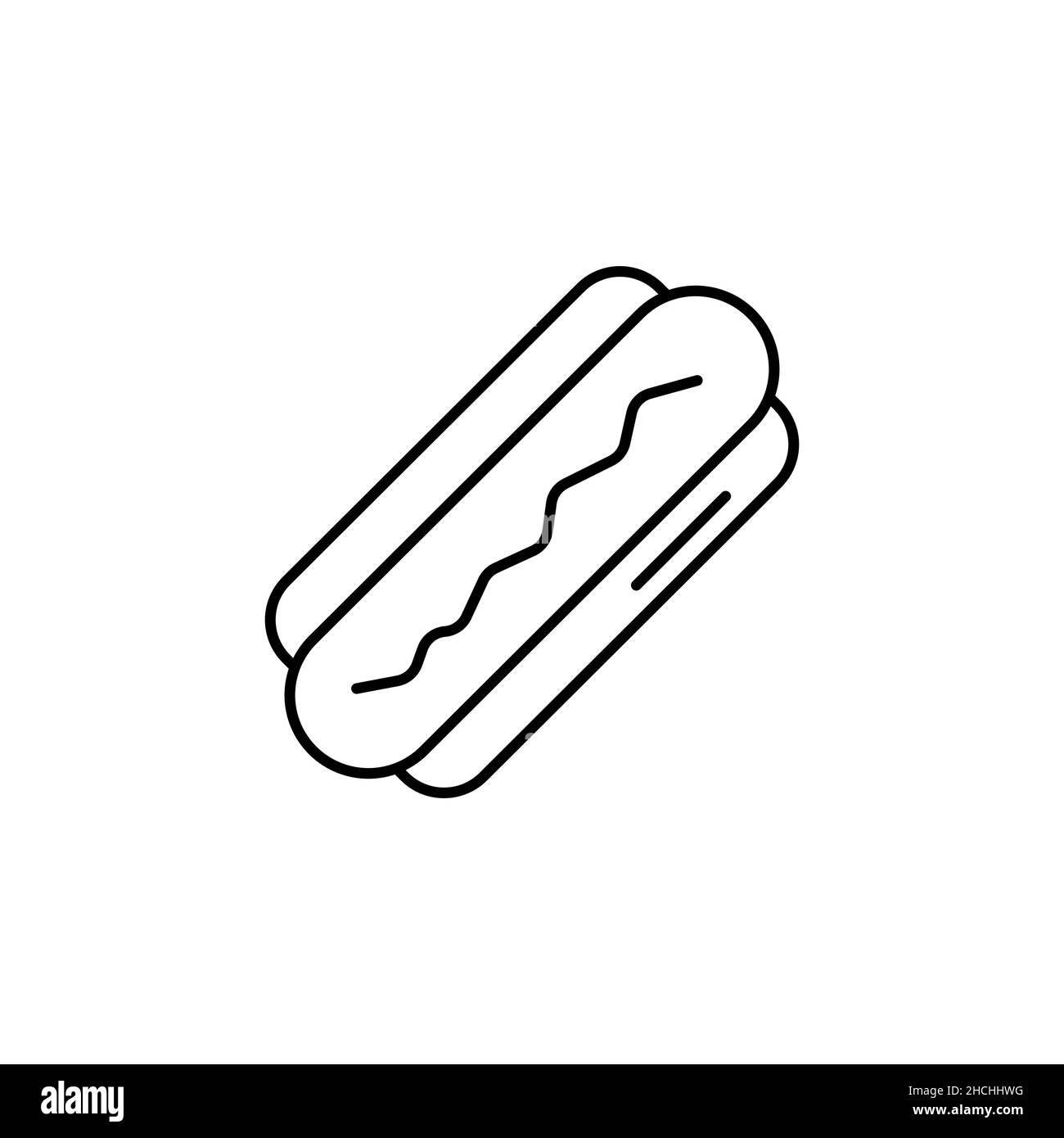 Hot dog line icon. Bun with sausage vector outline sign Stock Vector ...