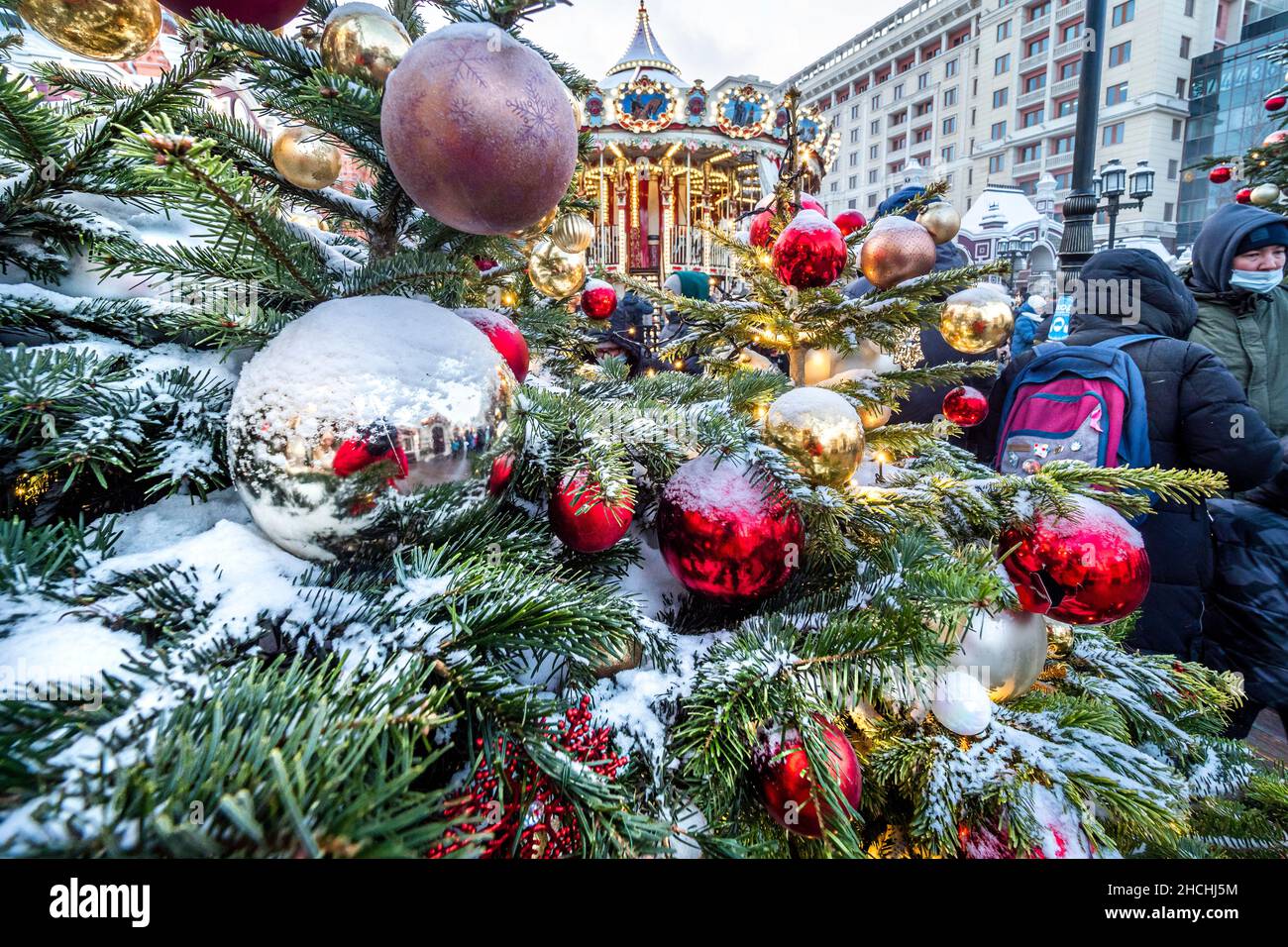 December 25, 2021. A 'Journey to Christmas' winter festival in central ...