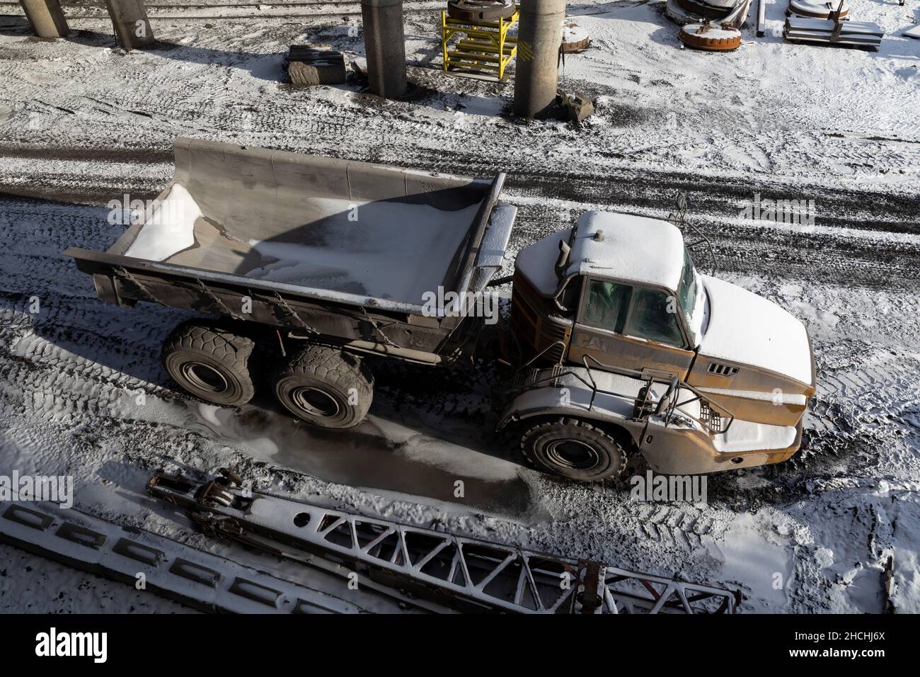 Dump truck parked at the Nucor Steel Seattle steel mill as dangerously ...