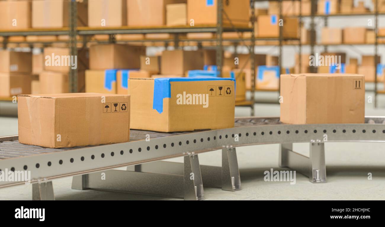Shipping packages conveyer belt in hi-res stock photography and images ...
