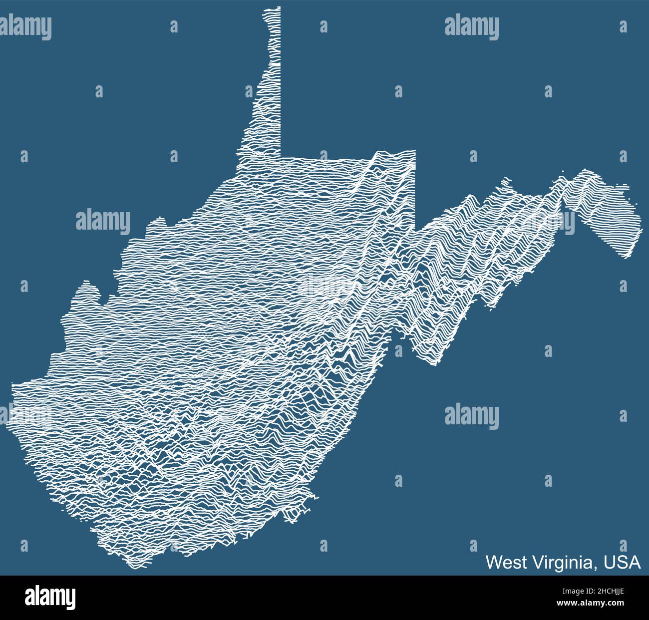 Topographic technical drawing relief map of the Federal State of West ...