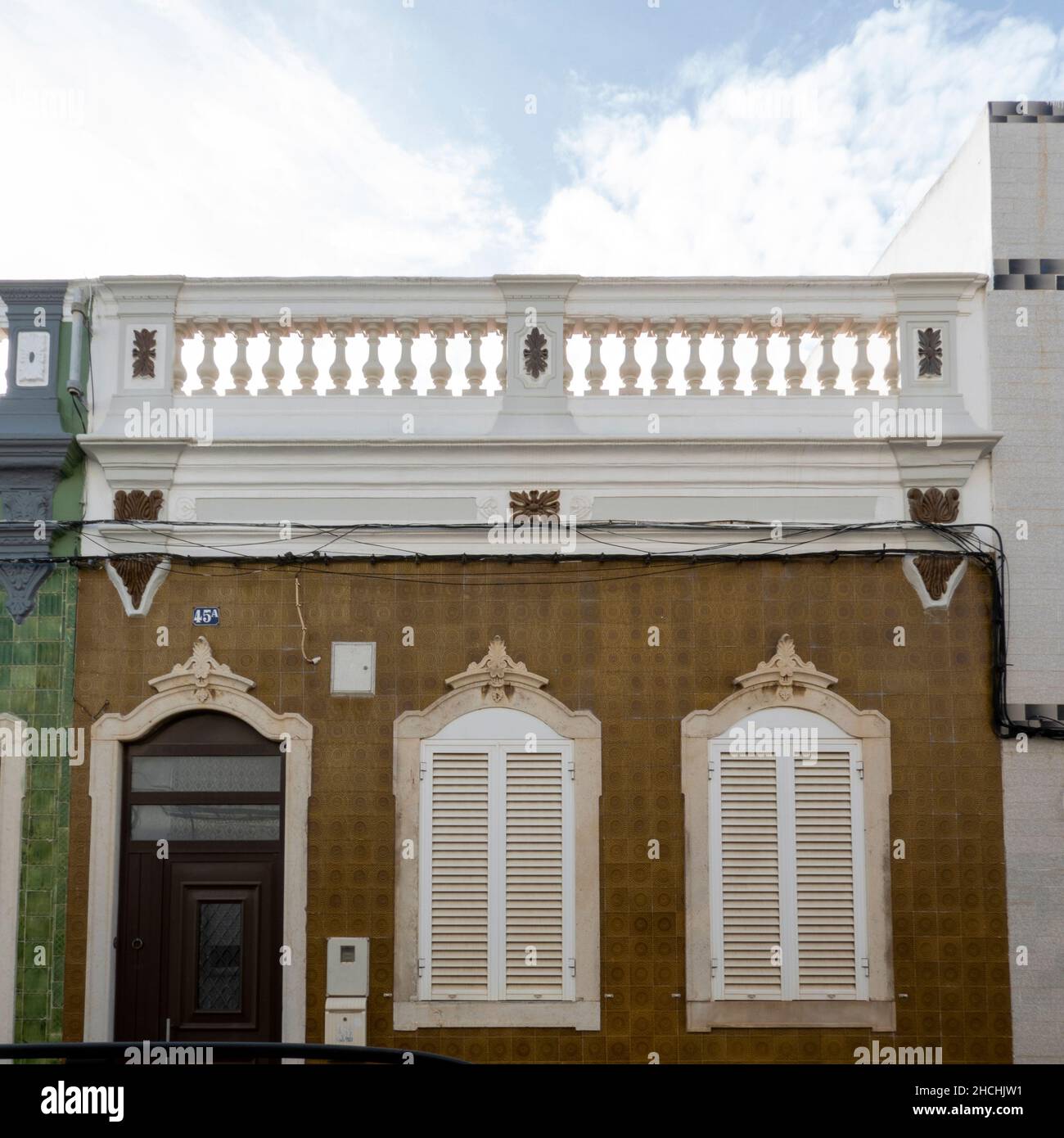 Typical architecture of Algarve vintage style buildings, located in ...