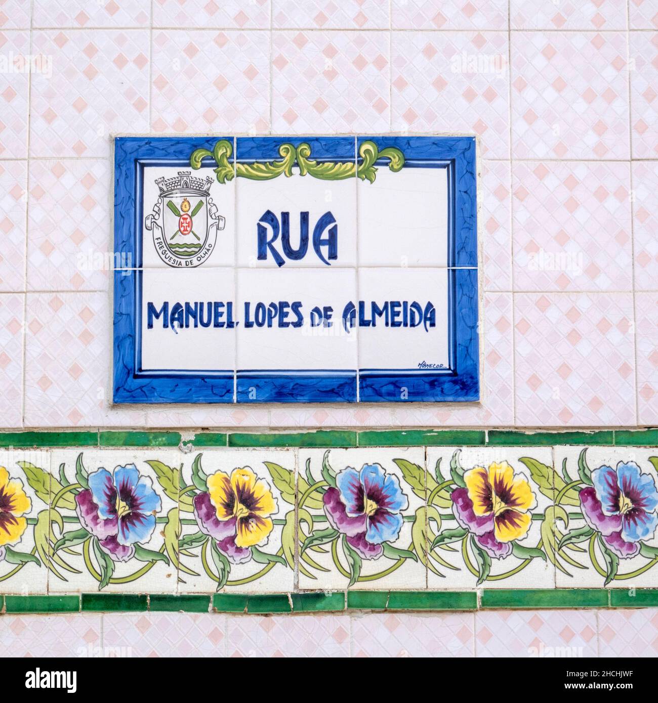 Typical details of azulejo ceramics artwork of street names located in ...