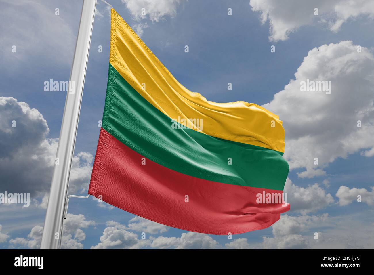 Large flag of LITHUANIA waving in the wind Stock Photo - Alamy