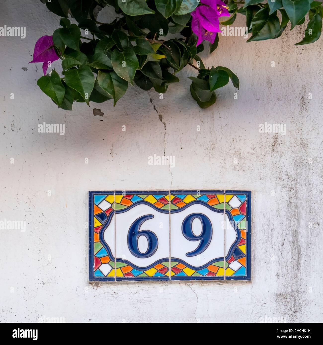 Typical architecture of Algarve vintage style house numbers, located in ...