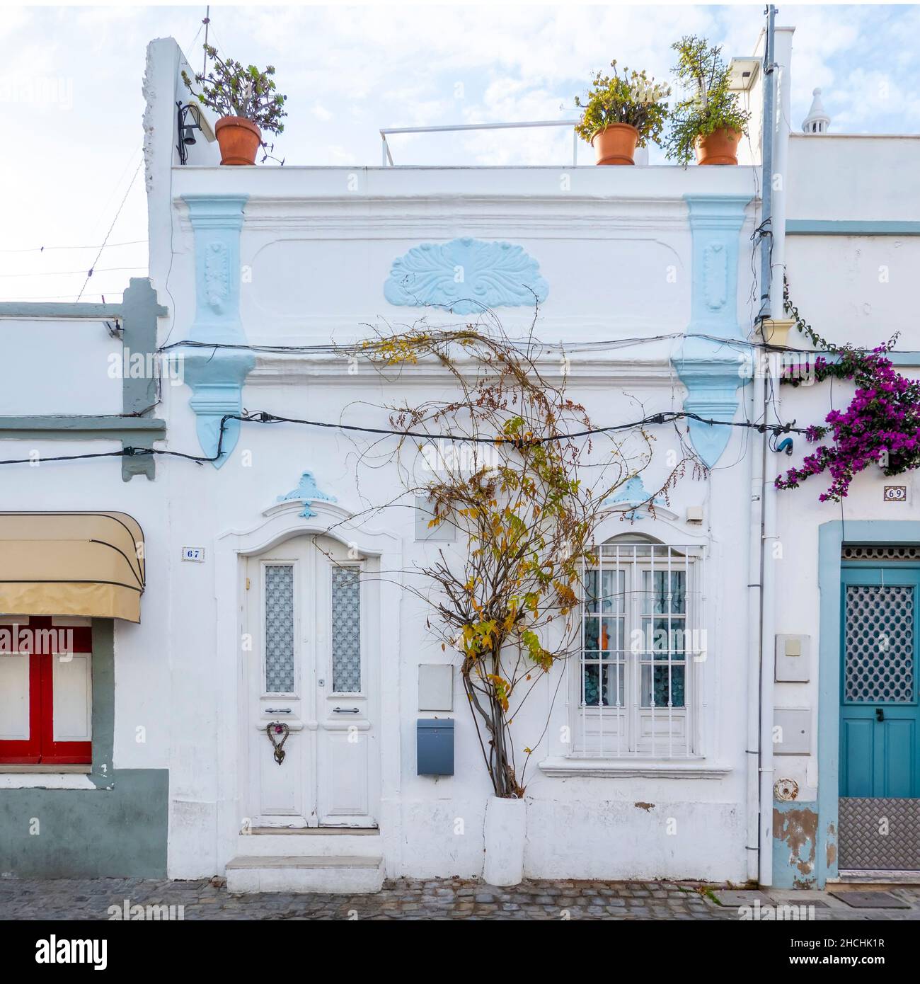 Typical architecture of Algarve vintage style buildings, located in ...