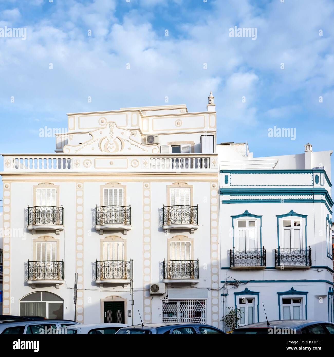 Typical architecture of Algarve vintage style buildings, located in ...