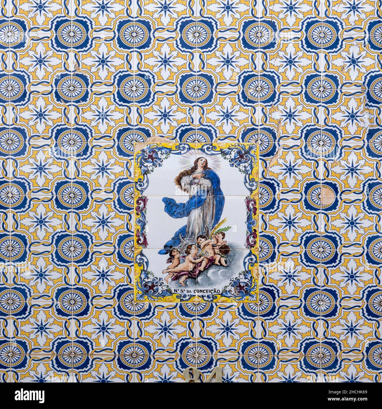 Typical details of azulejo ceramics artwork located in the city of ...