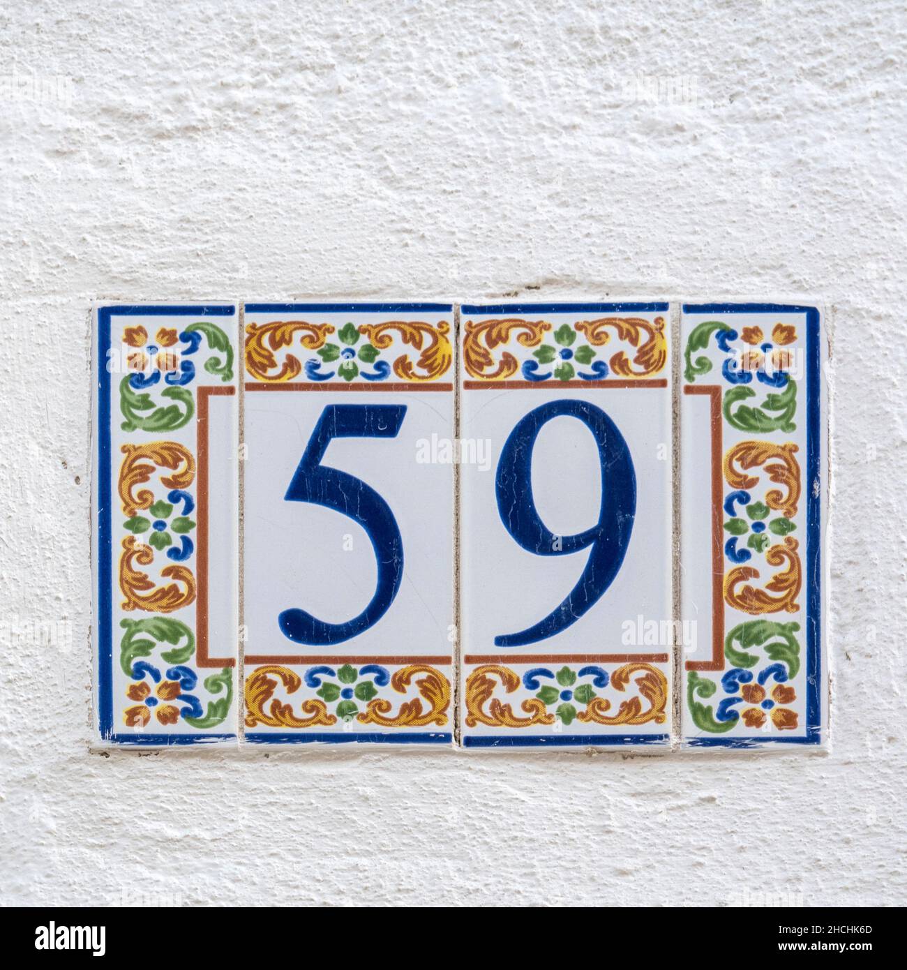 Typical architecture of Algarve vintage style house numbers, located in ...