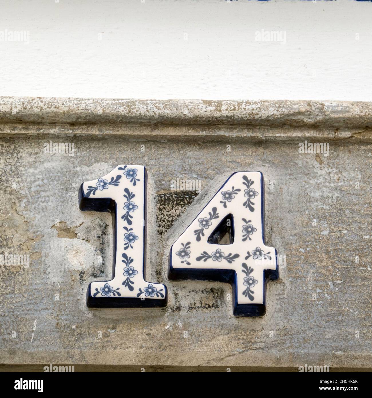 Typical architecture of Algarve vintage style house numbers, located in ...