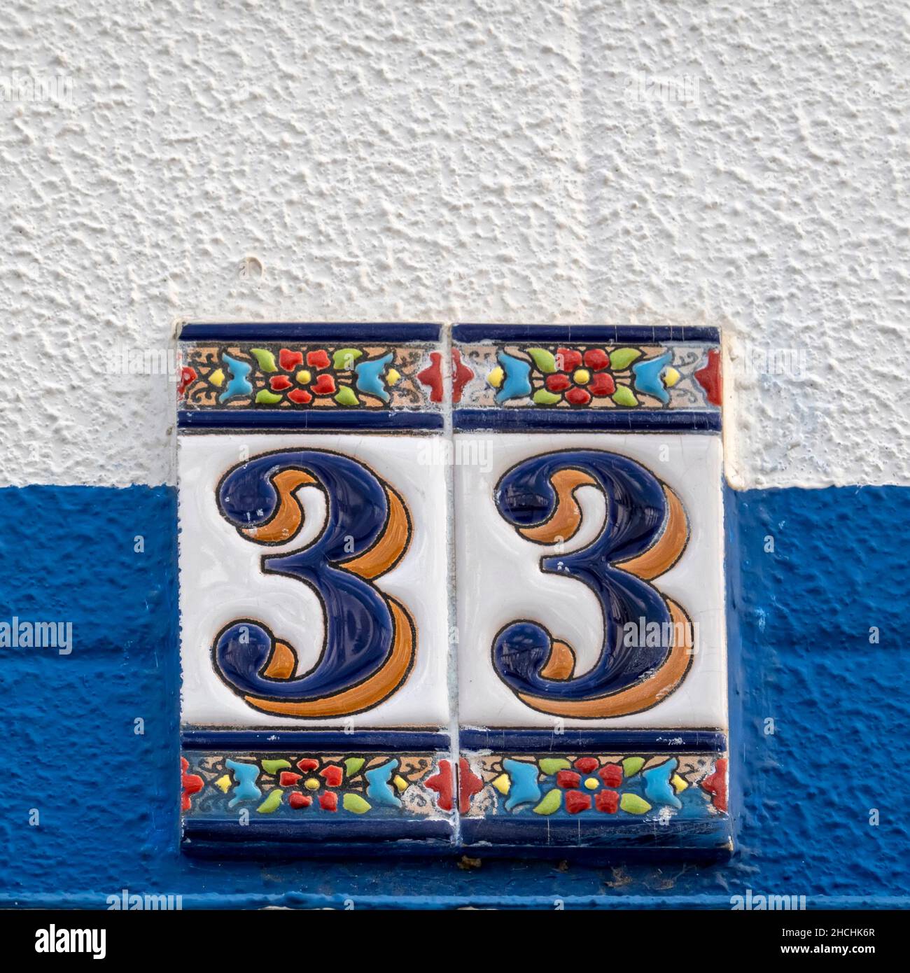 Typical architecture of Algarve vintage style house numbers, located in ...