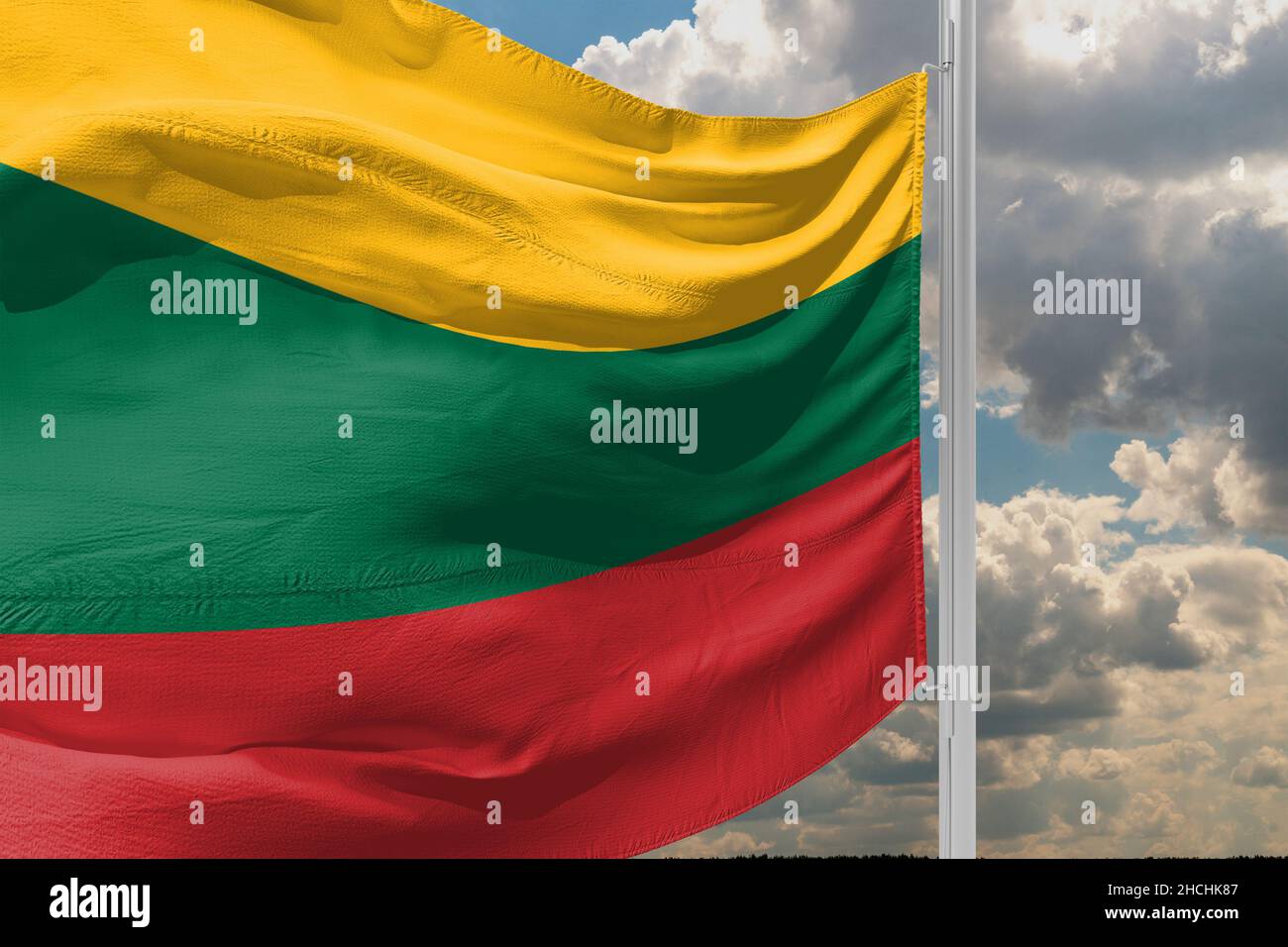 Large flag of LITHUANIA waving in the wind Stock Photo - Alamy