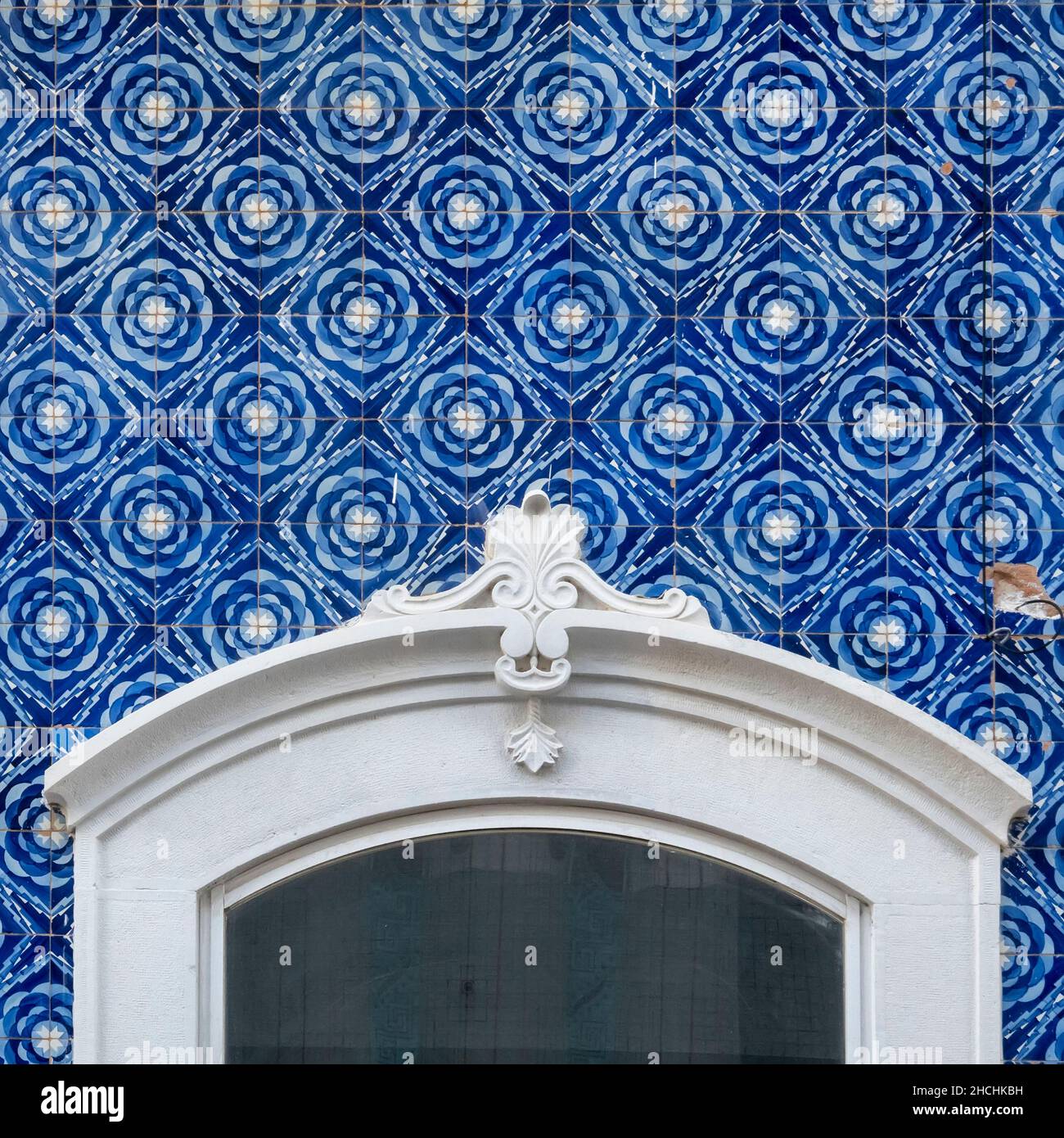 Typical architecture of Algarve vintage style windows, located in Olhao ...