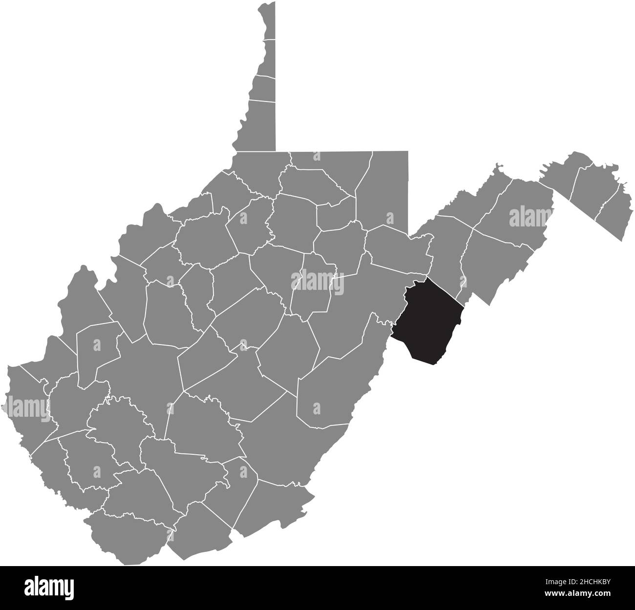 Black highlighted location map of the Pendleton County inside gray ...