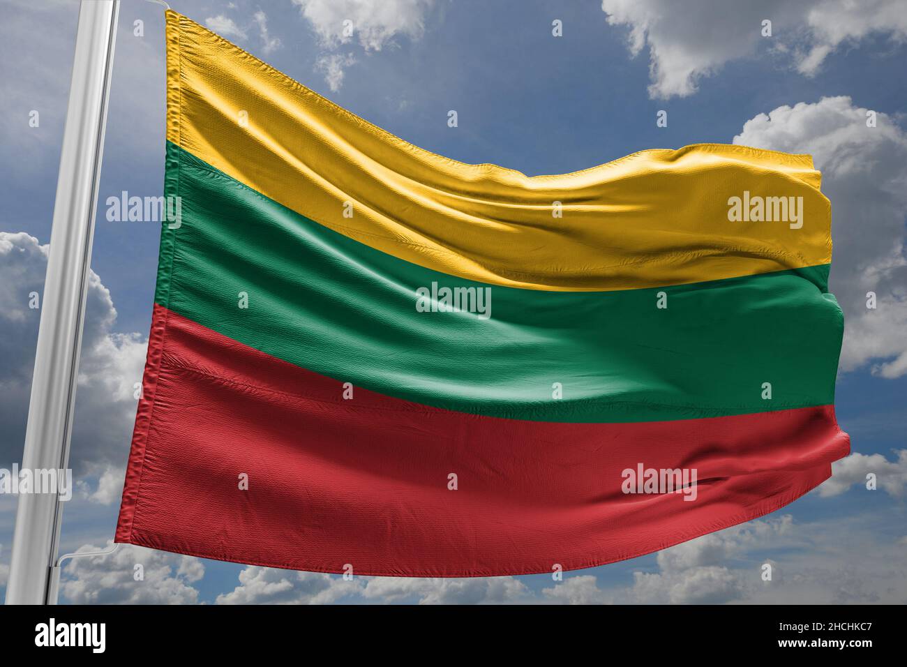Large flag of LITHUANIA waving in the wind Stock Photo - Alamy
