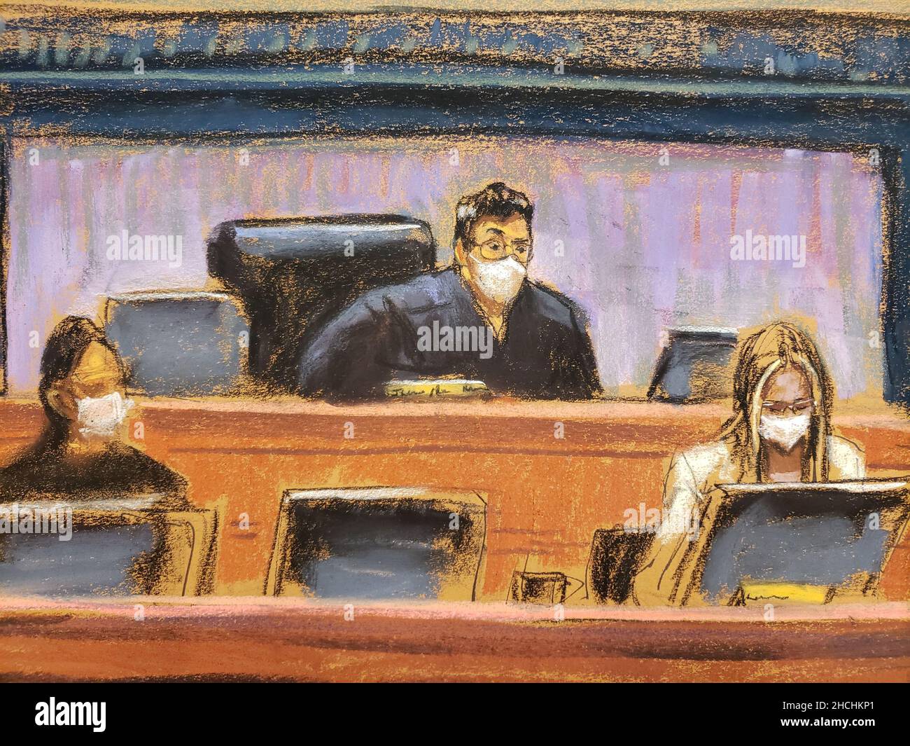 Ghislaine maxwell court sketch hi-res stock photography and images - Alamy