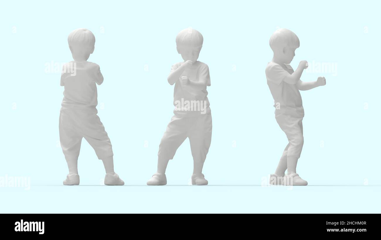 3D rendering of a karate kid small child digital model isolated on ...