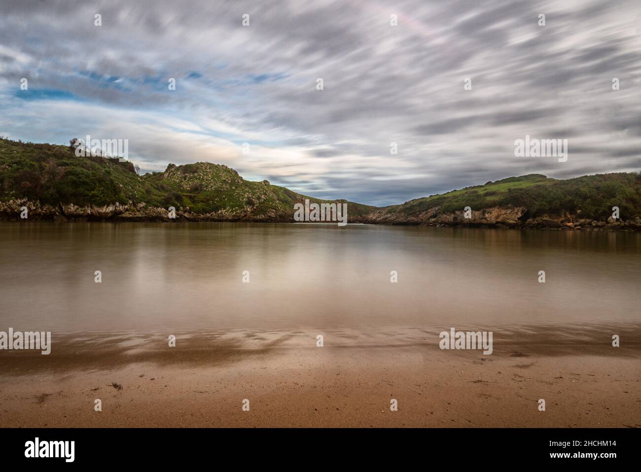 Landscape of Poo beach on the Asturian coast Stock Photo - Alamy