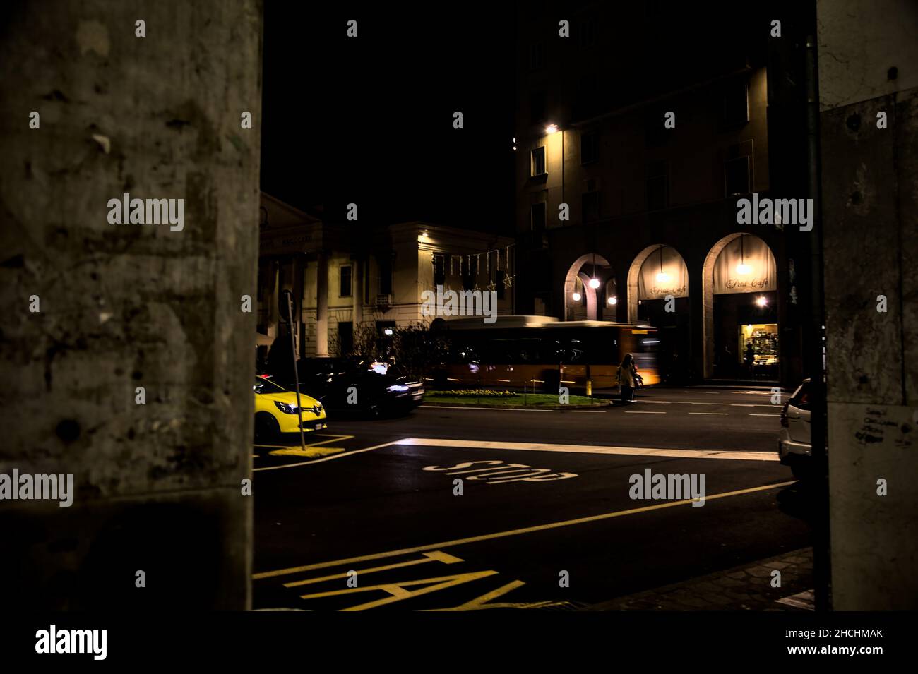 Square in an italian town at night Stock Photo - Alamy