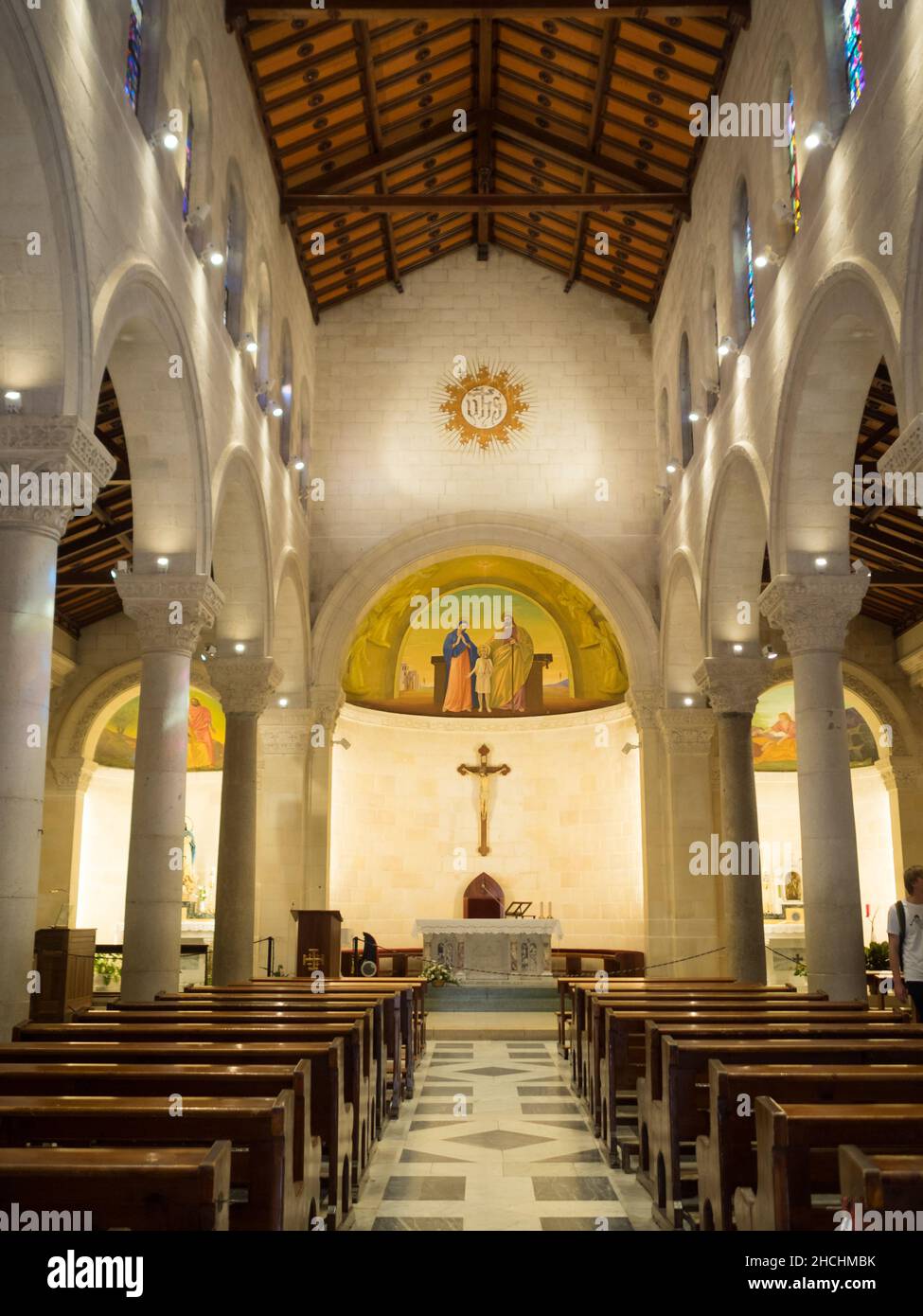 Central nave of the St Joseph Church in Nazareth Stock Photo - Alamy