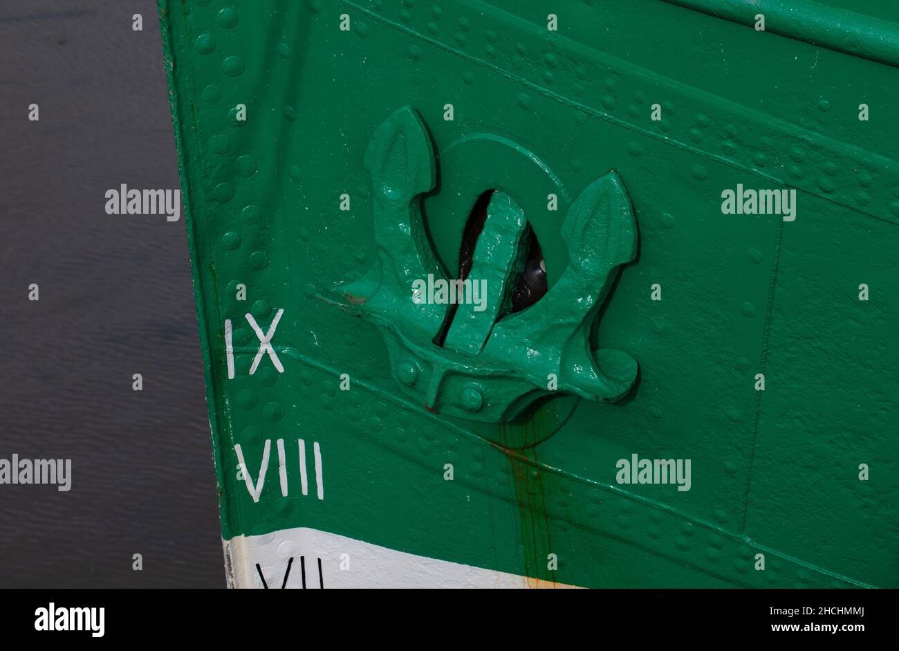 Closeup of the anchor of the ship Lydia Eva, the last surviving Steam ...