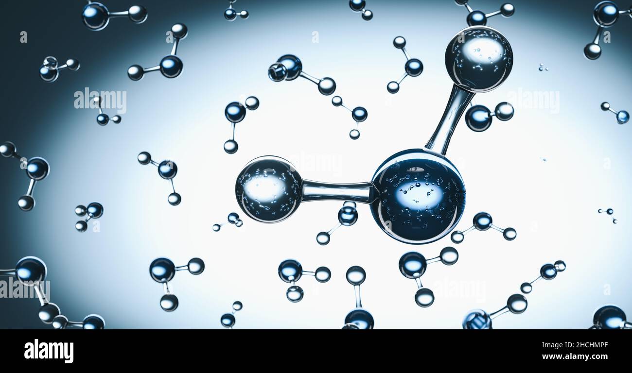 hydrogen H2 molecule floating in liquid Stock Photo - Alamy