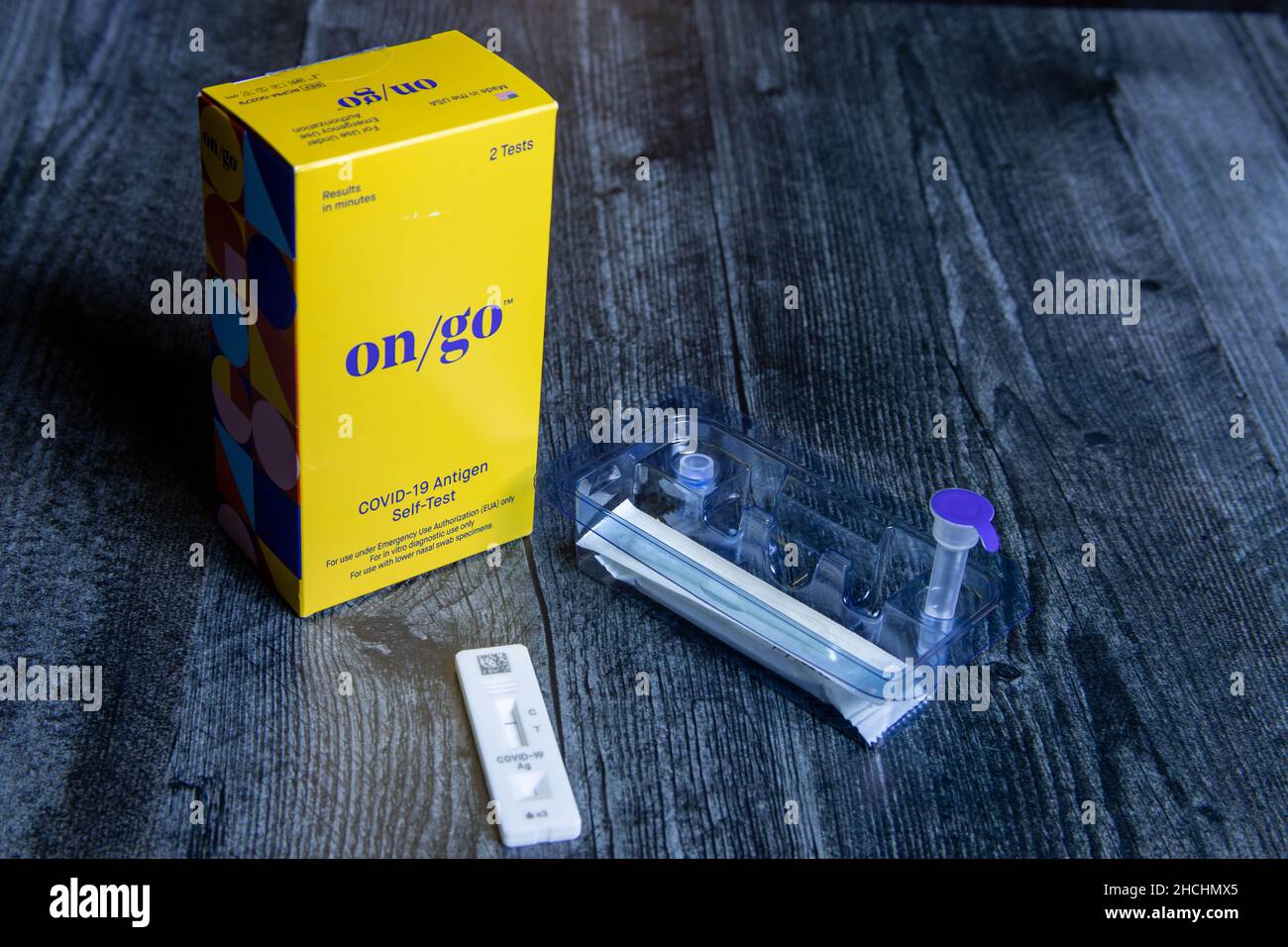 New Cumberland, PA, USA - December 29, 2021 : On/Go brand COVID-19 ...