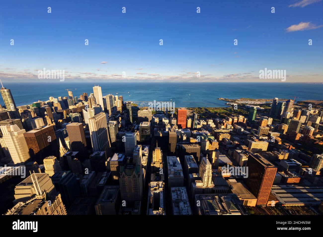 Aerial view of Chicago skyline at sunset, USA Stock Photo - Alamy