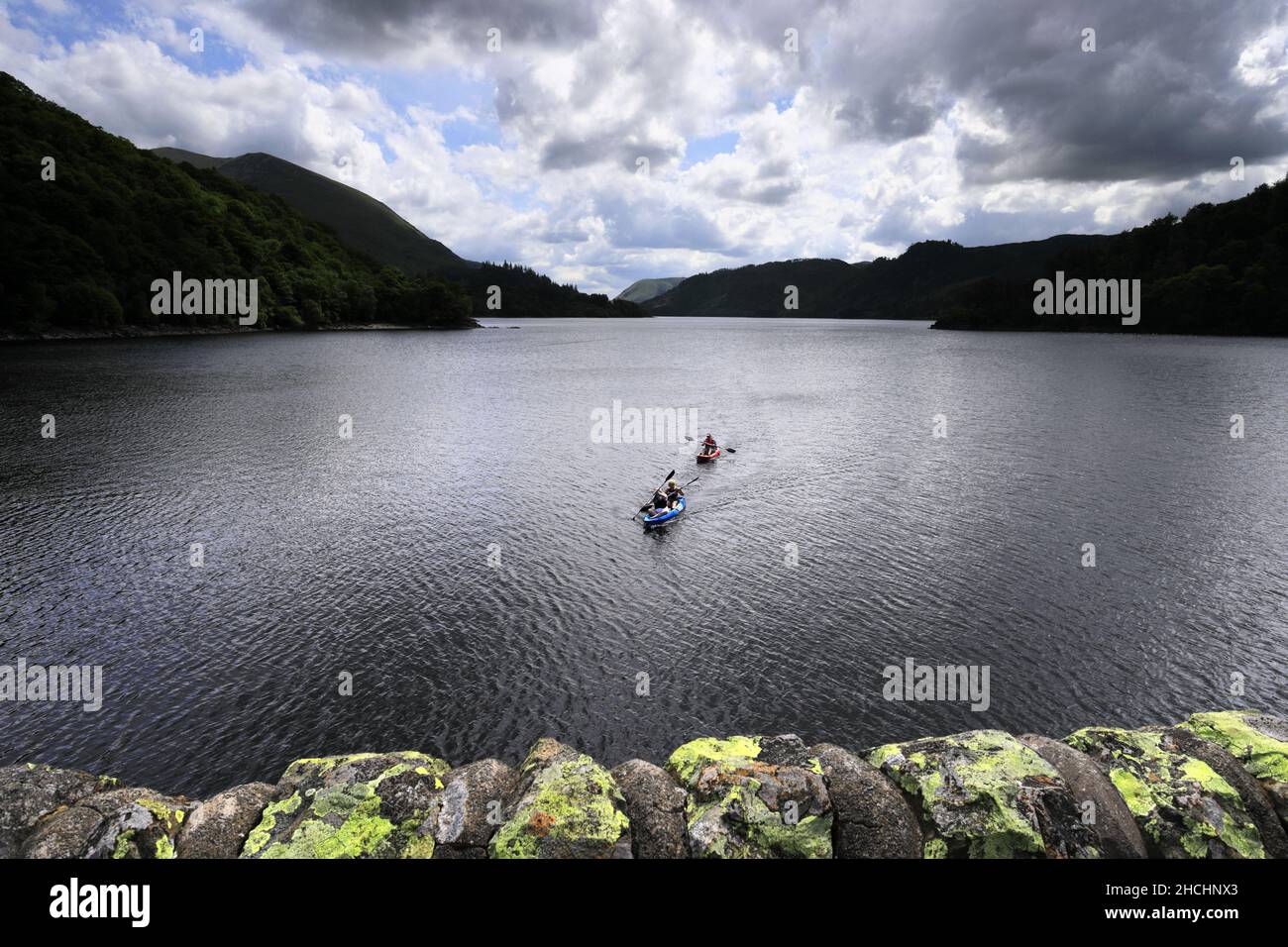 Kyaks on Thirlmere reservoir, Allerdale; Lake District National Park ...