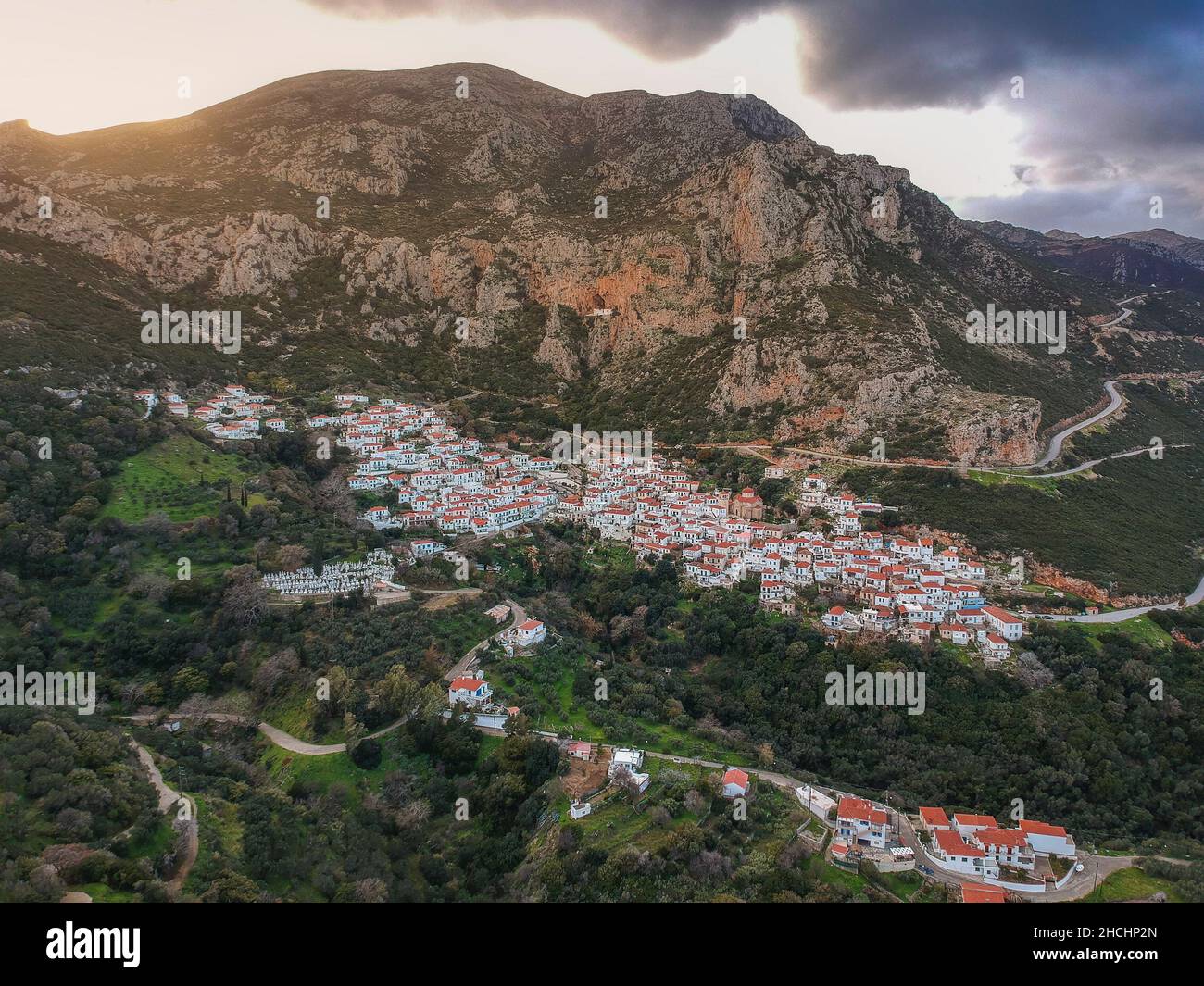 Panoramic view of the Historical Byzantine village Velanidia near cape ...
