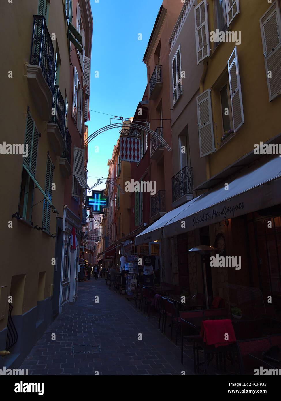 View of narrow alley in old district Monaco-Ville with historic ...