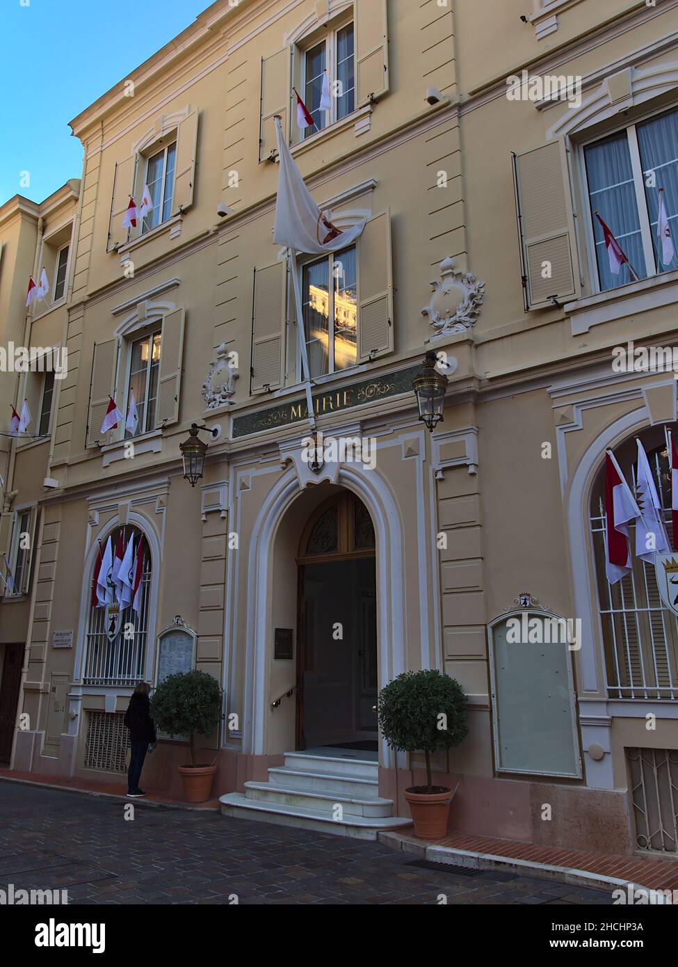 Front view of the town hall (Mairie) of Principality of Monaco in the ...