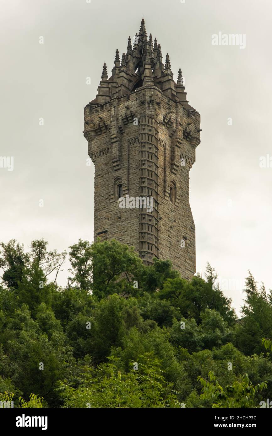 The National Wallace Monument tower standing on the shoulder of the ...